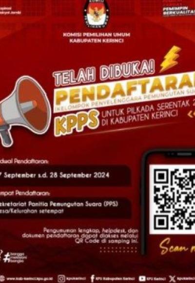 KPU Kerinci Buka Pendaftaran KPPS untuk Pilkada 2024, Butuh 3.381 Petugas | Suaro Asli Wong Jambi